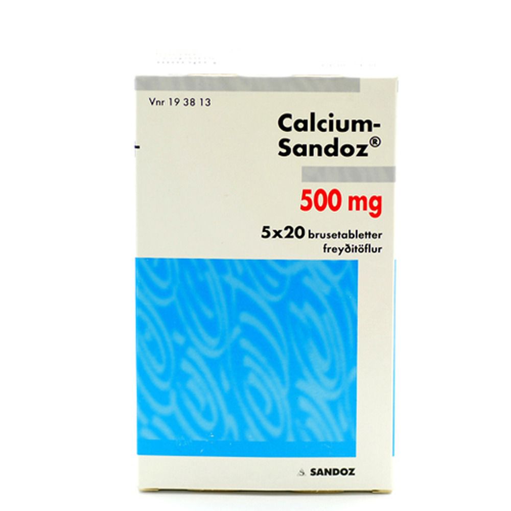 Calcium-Sandoz 500 mg - 100 (5 x20) brusetabletter - Med24.dk
