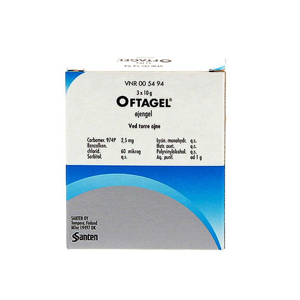Oftagel Øjengel 2,5 mg/g - 3 x 10 g - Køb hos Med24.dk