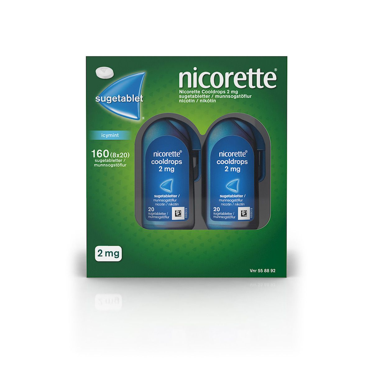 Nicorette Cooldrops Icy mint 2 mg - 160 sugetabletter - Med24.dk