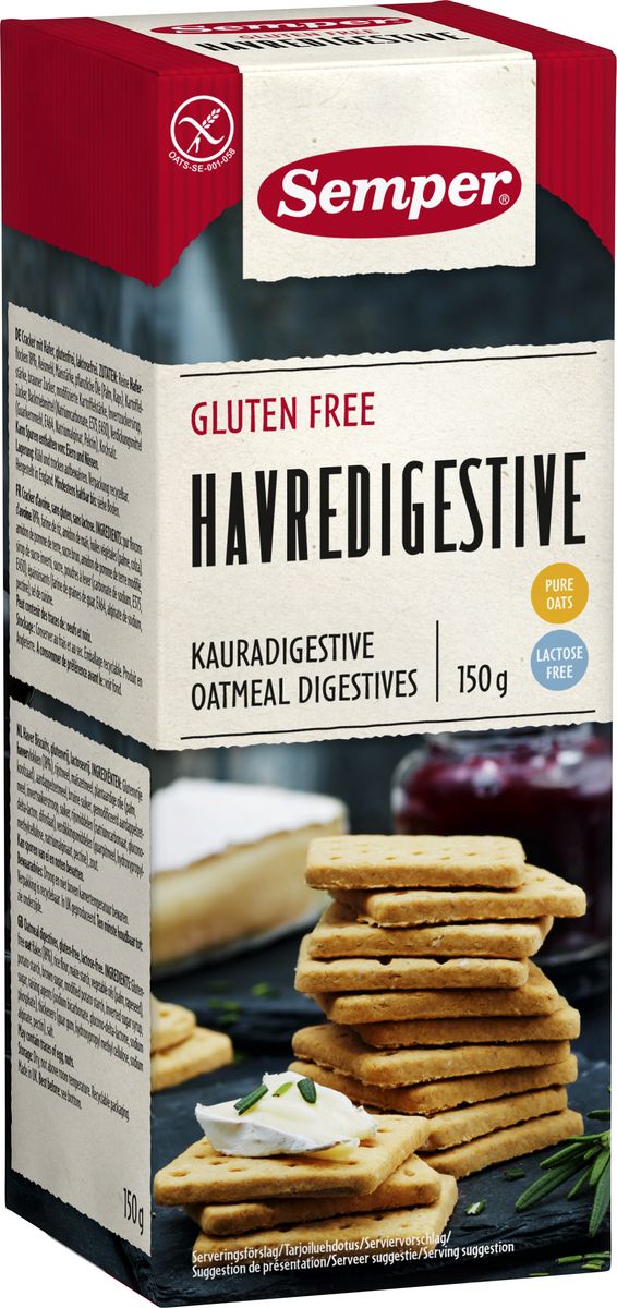 Semper havrekiks digestive glutenfri - 150 g - Med24.dk