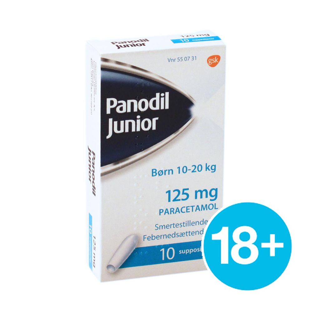 Panodil Junior 125 mg - 10 suppositorier - Med24.dk