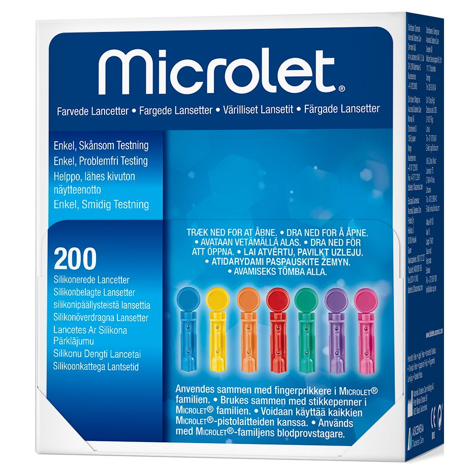 Køb farvede Ascensia Microlet lancetter hos Med24.dk