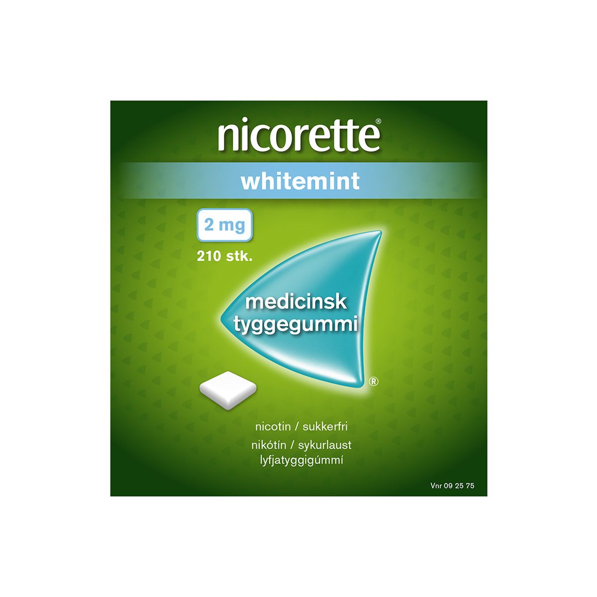 Nicorette tyggegummi (Whitemint), 2mg - 210 stk - Med24.dk