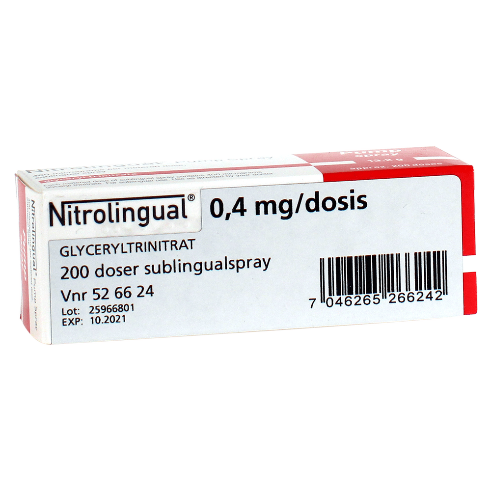 Køb Nitrolingual 0,4 mg/dosis hos Med24.dk