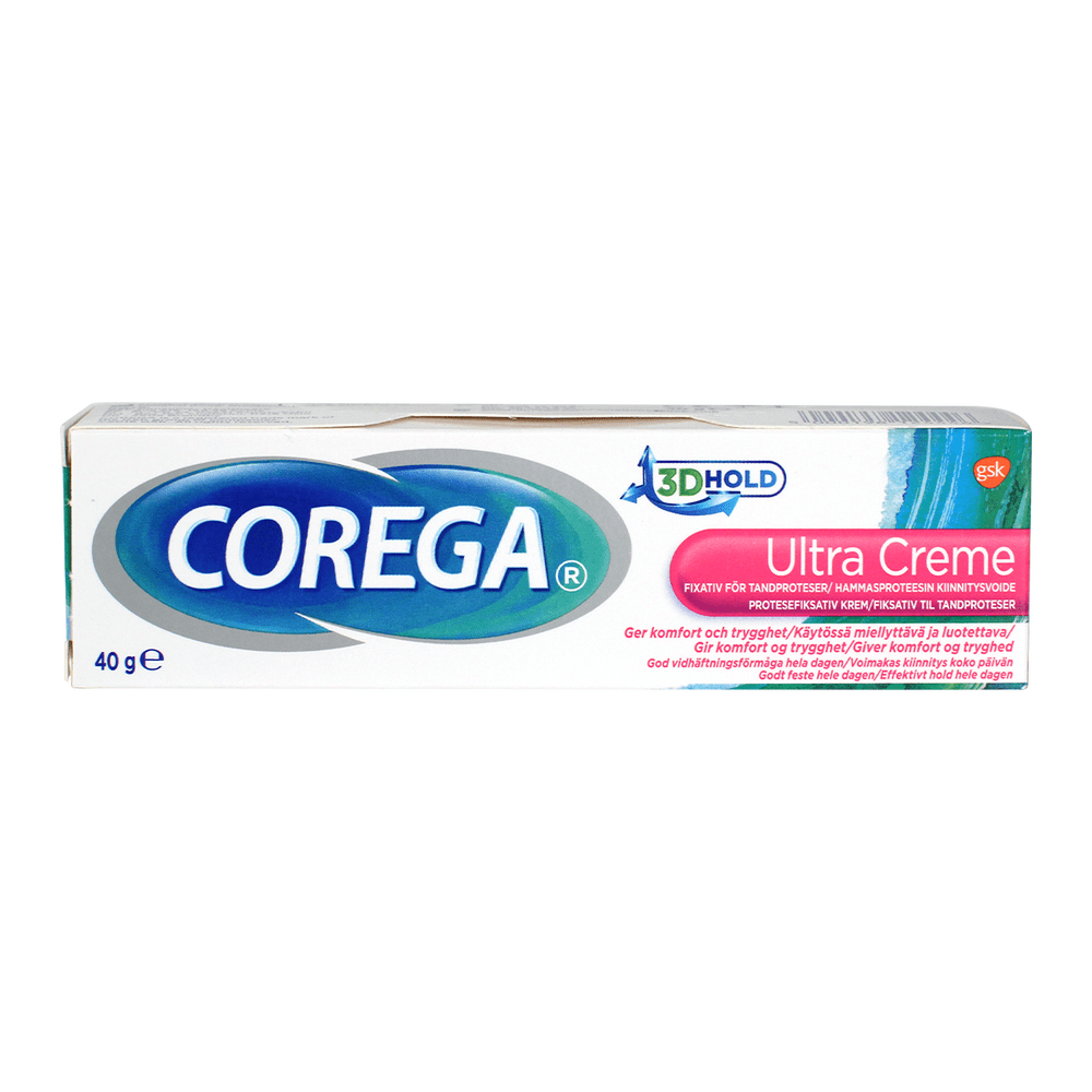 Køb Corega Ultra Creme til protese-fastholdelse 40g hos Med24.dk