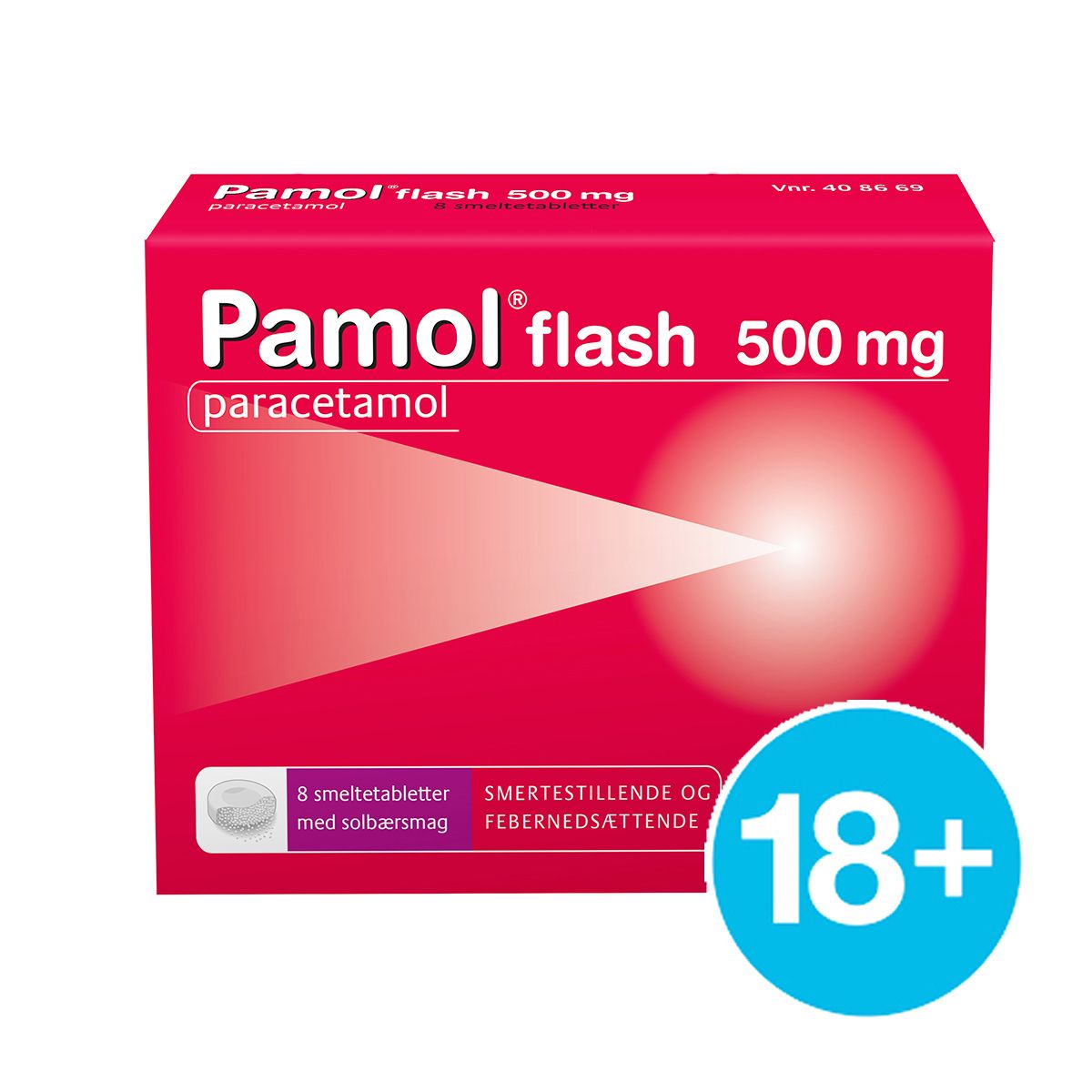 Pamol Flash 500 mg - 8 stk. - Med24.dk
