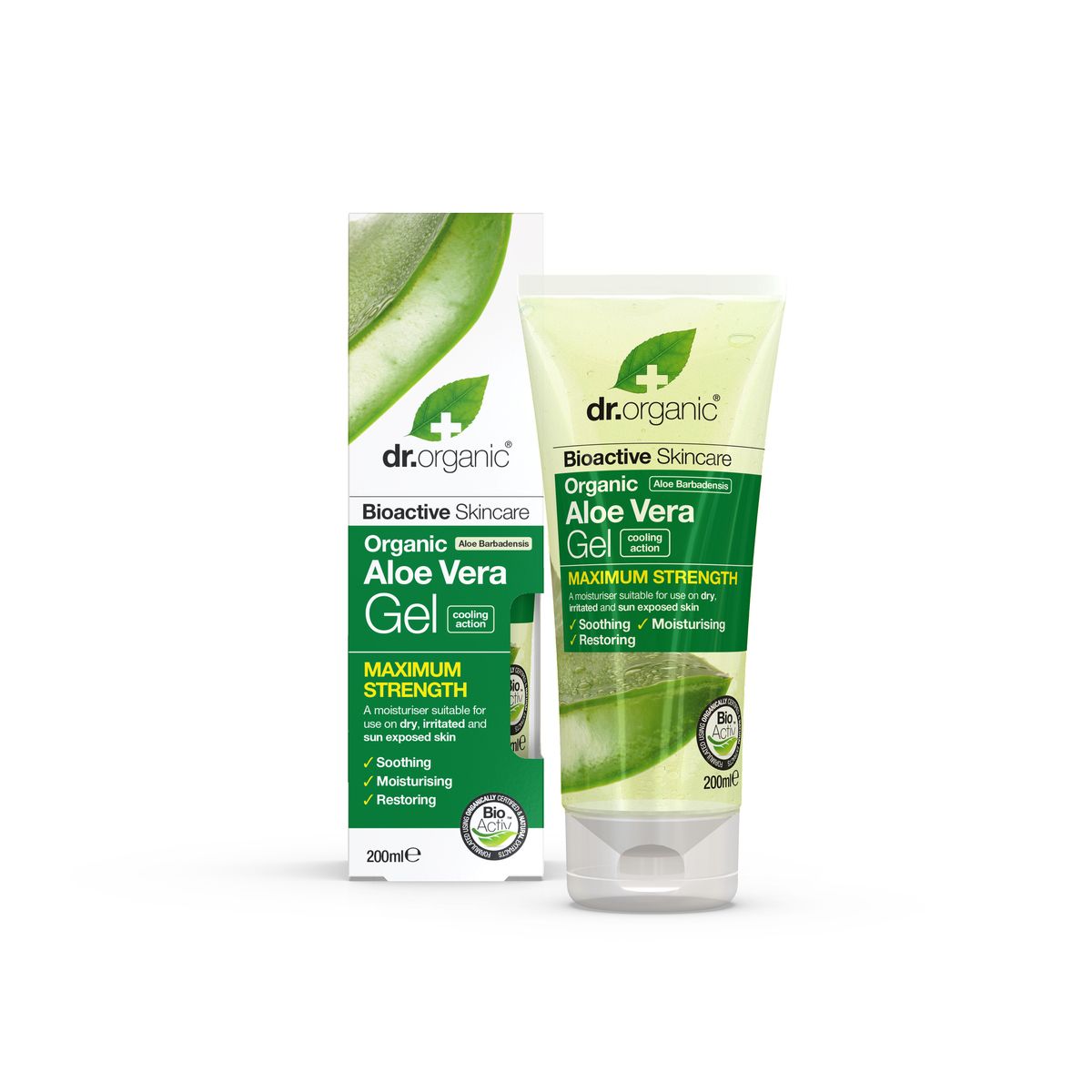 Køb Dr. Organic Aloe Vera Maximum Strength Gel 200ml hos Med24.dk