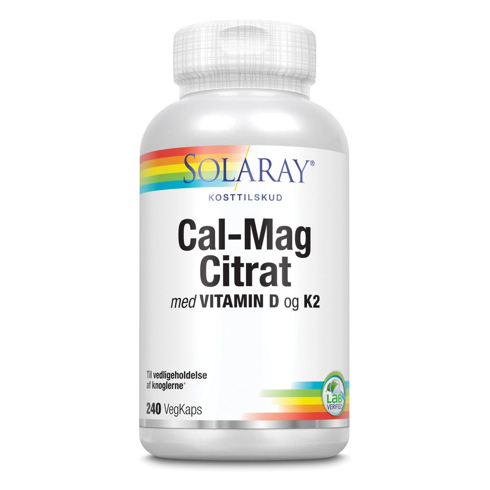 Køb Solaray Cal-Mag Citrat med vitamin D og K2 hos Med24.dk