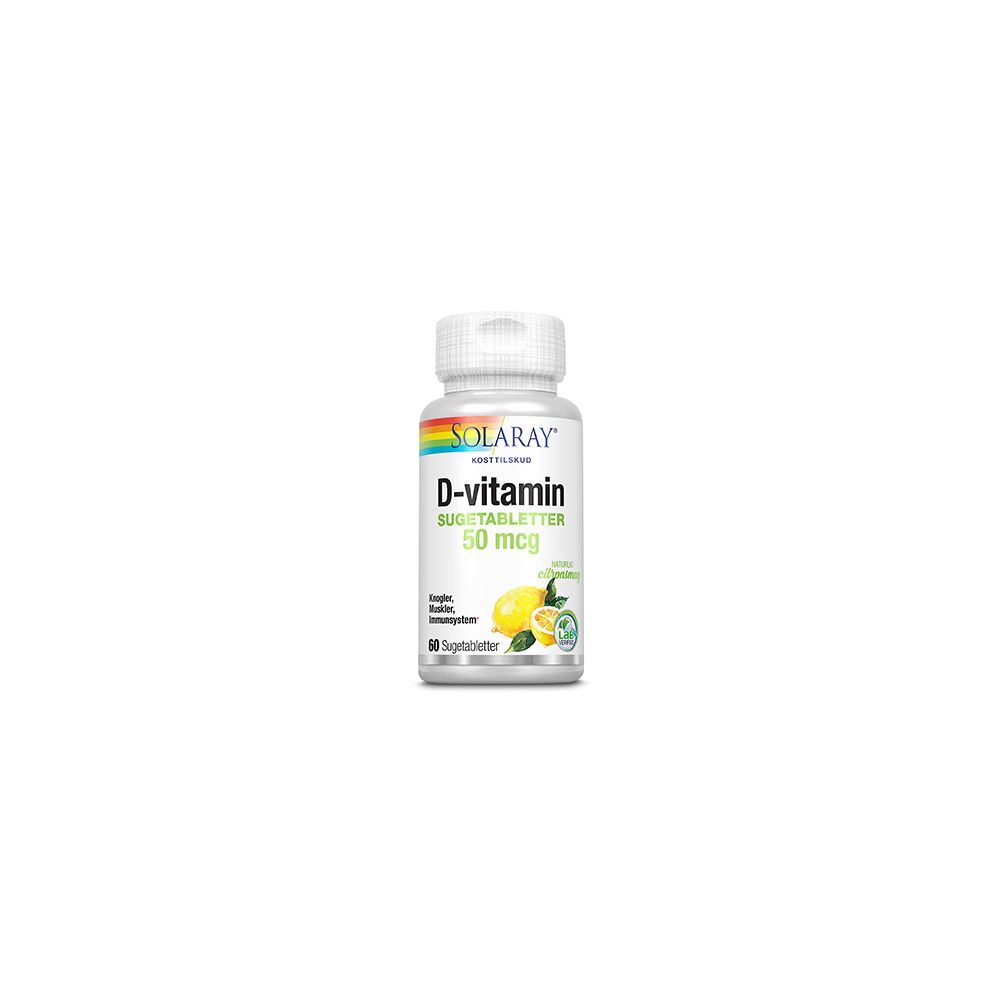 Køb Solaray D-vitamin 50 µg 60 tab billigt hos Med24.dk