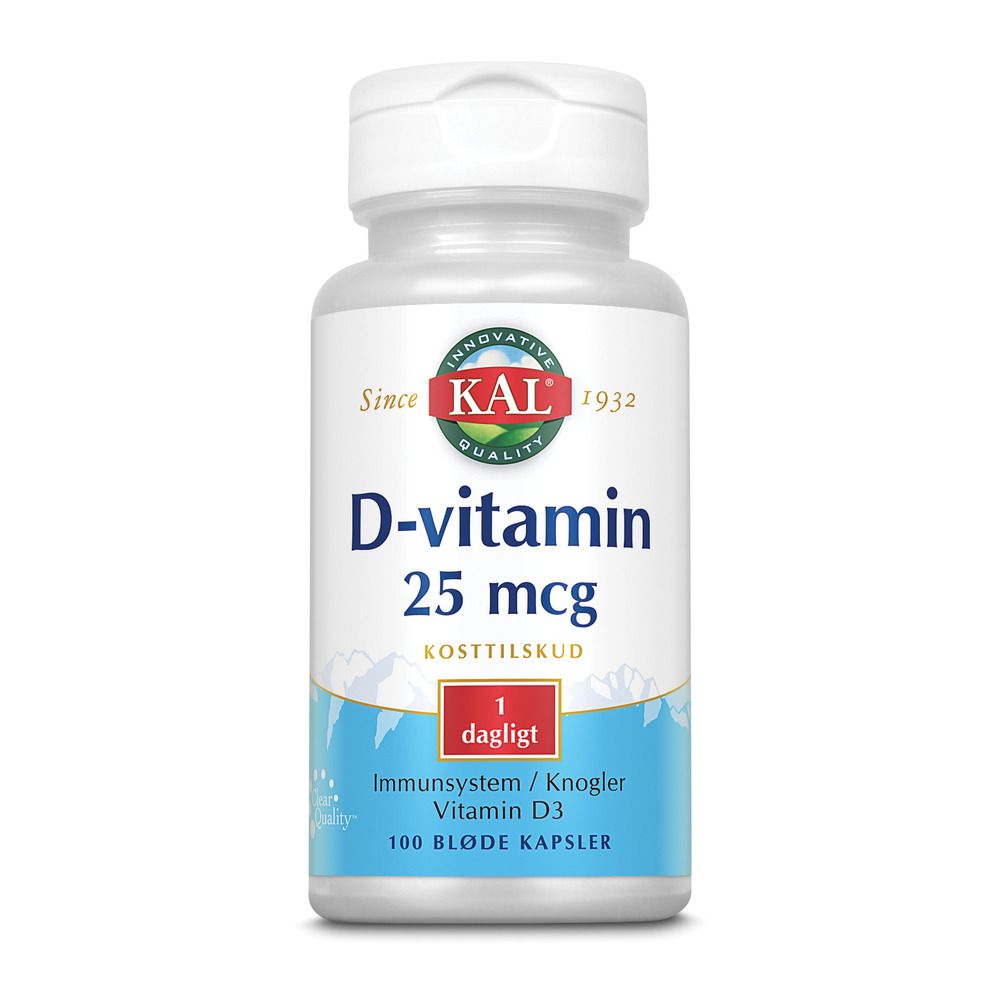 Køb KAL D-vitamin 25 µg - 100 kaps. hos Med24.dk