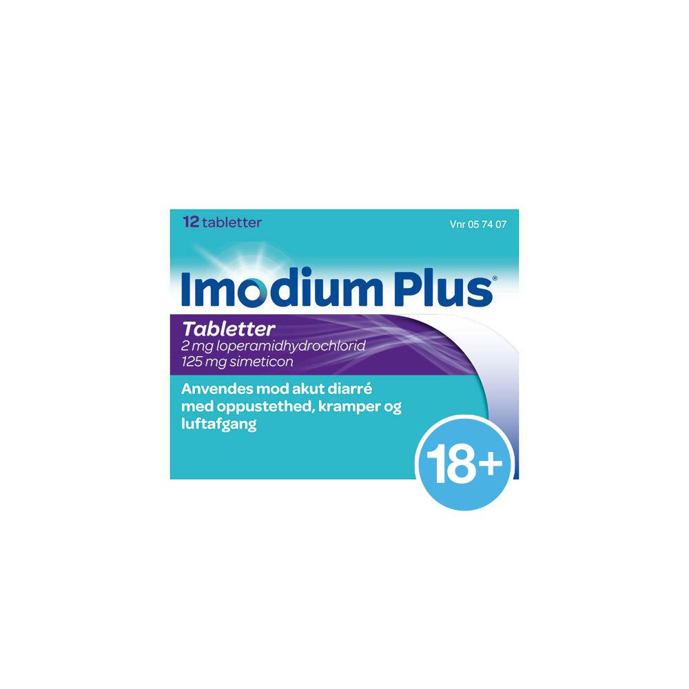 Imodium Plus 2mg +125 mg - 12 stk. - Med24.dk
