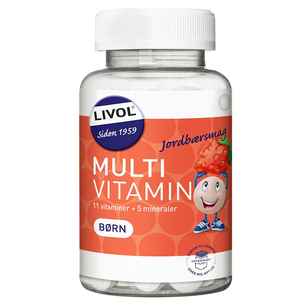Livol Multivitamin Børn, Jordbær - 150 tyggetabl. | Med24.dk