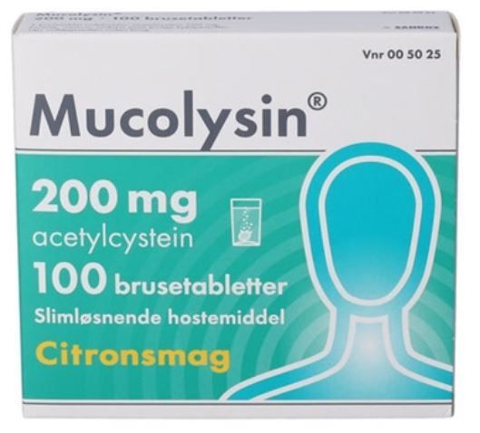 Mucolysin 200mg Citron - 100 brusetabletter - Med24.dk