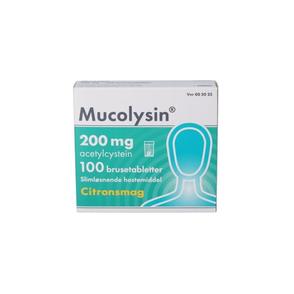 Mucolysin 200mg Citron - 100 brusetabletter - Med24.dk