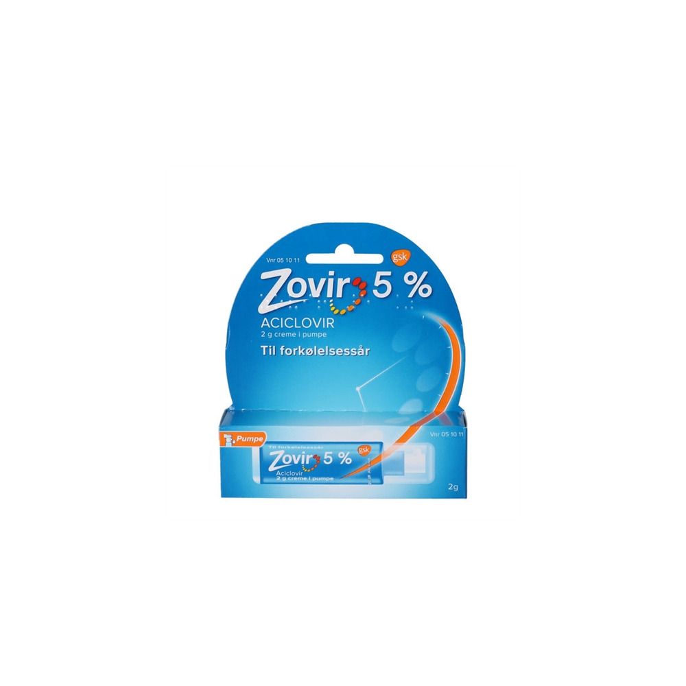 Zovir 5% creme m. pumpe - 2 g - Med24.dk