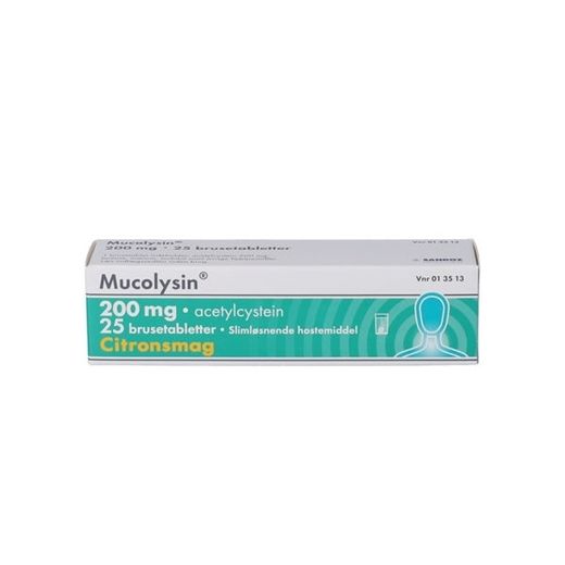 Mucolysin 200mg Citron - 25 brusetabletter - Med24.dk