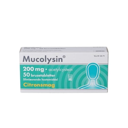 Mucolysin 200 mg Citron - 50 brusetabletter - Med24.dk