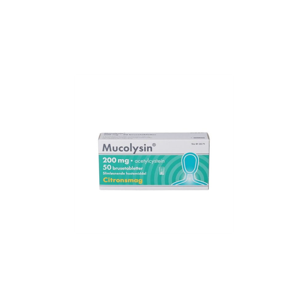 Mucolysin 200 mg Citron - 50 brusetabletter - Med24.dk