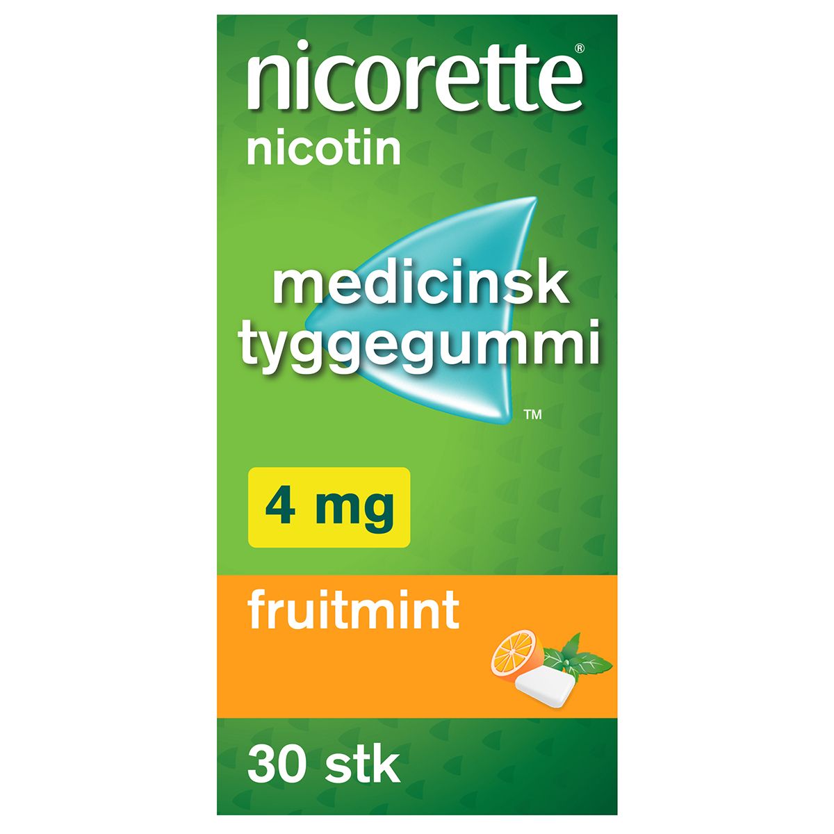 Nicorette Tyggegummi (Fruitmint), 4 mg - 30 stk - Med24.dk