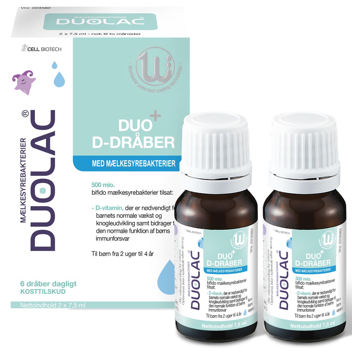 Køb Duolac Duo+ D-dråber - 2 x 7,5 ml billigt hos Med24.dk