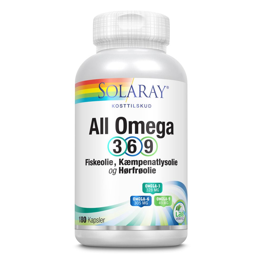 Køb Solaray All Omega 3-6-9 - 180 kaps. billigt hos Med24.dk