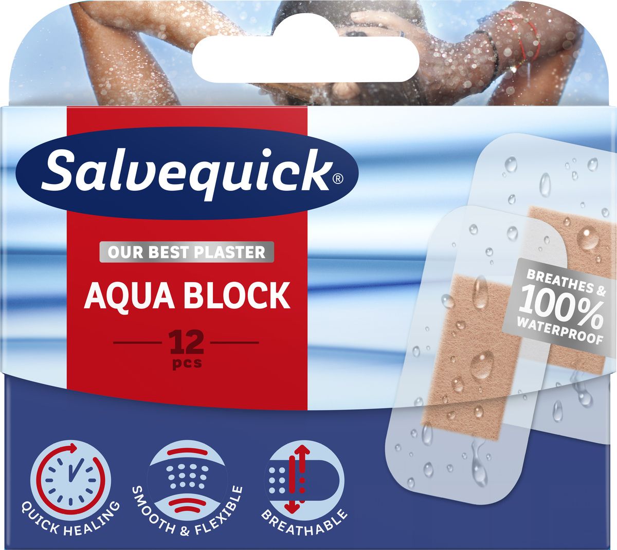 Køb Salvequick Aqua Block Plaster - 12 stk. billigt hos Med24.dk