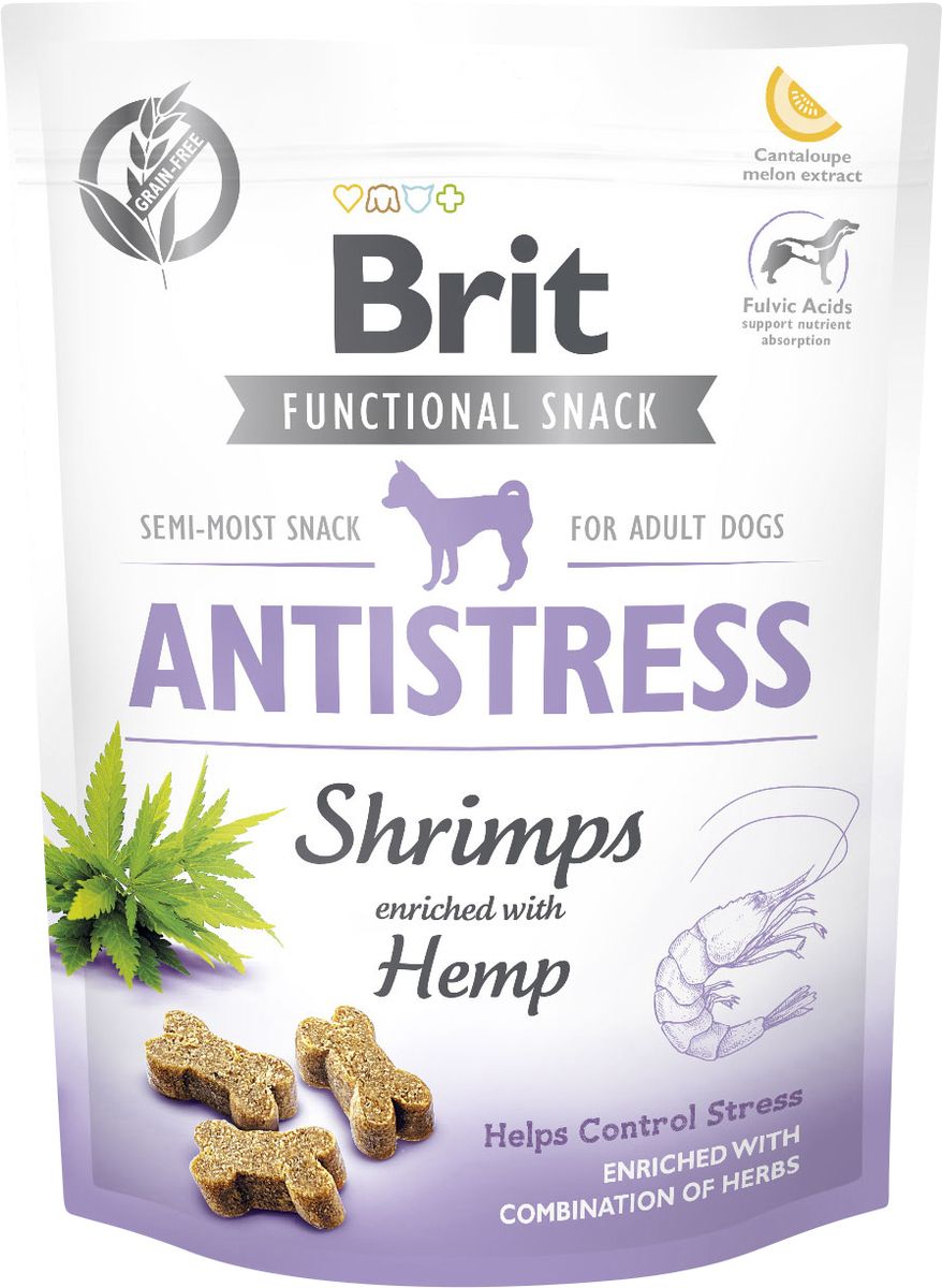 Køb Brit Care Dog Functional Snack Antistress, rejer og hamp hos Med24.dk