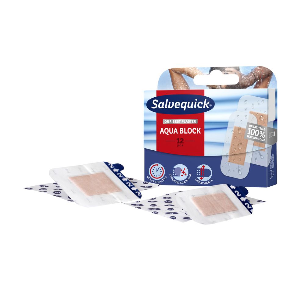 Køb Salvequick Aqua Block Plaster - 12 stk. billigt hos Med24.dk