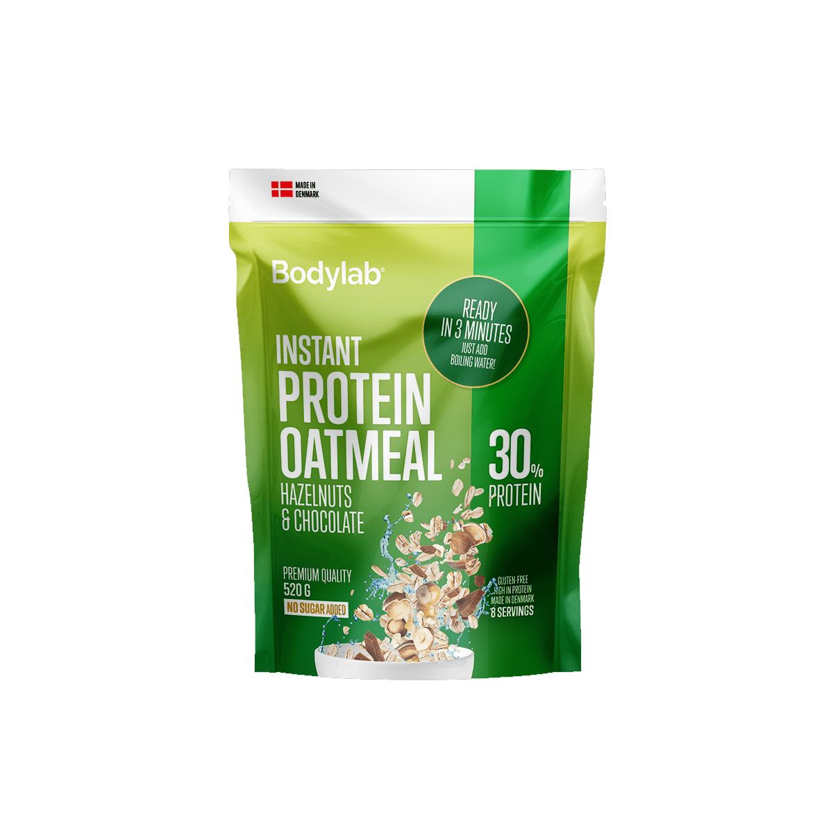 Køb Bodylab Instant Protein Oatmeal Hazelnuts & Chocolate - 520 g