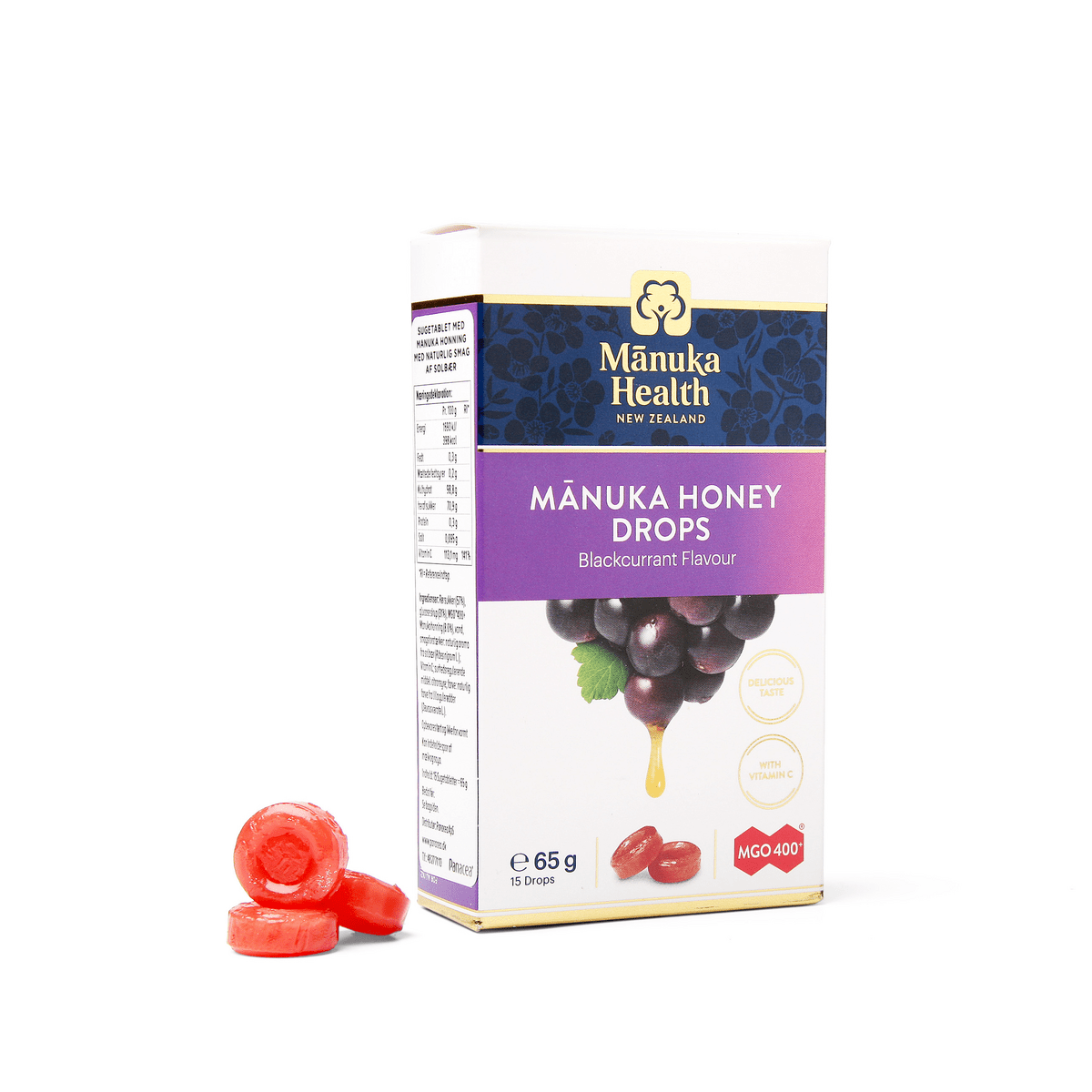Manuka Health Honey Drops Solbær - 15 sugetabl. | Med24.dk