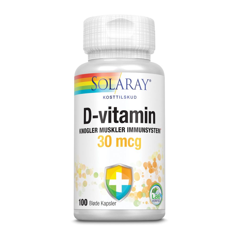 Køb Solaray D-vitamin 30 µg - 100 kaps. billigt hos Med24.dk