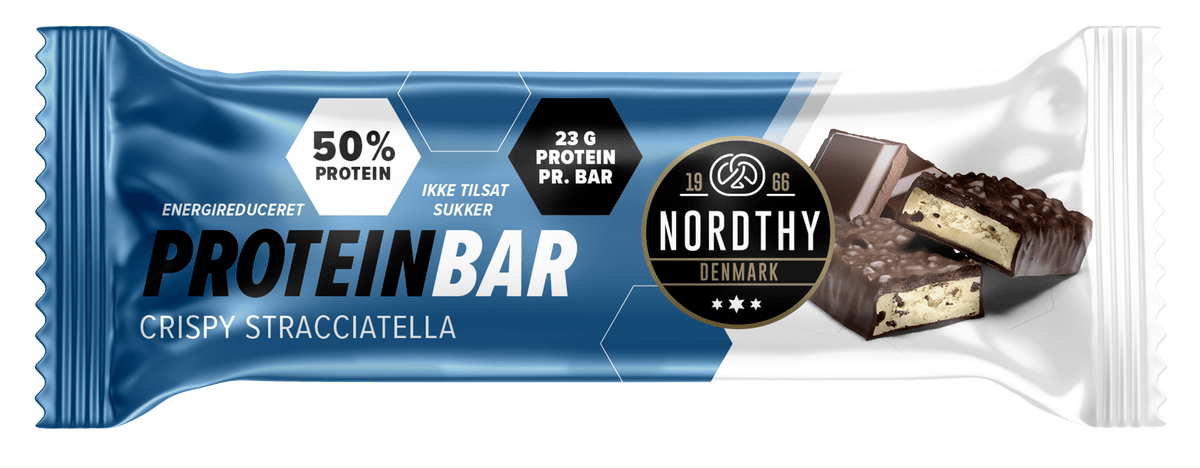 Køb Nordthy Protein Bar Crispy Stracciatella - 45 g | Med24.dk