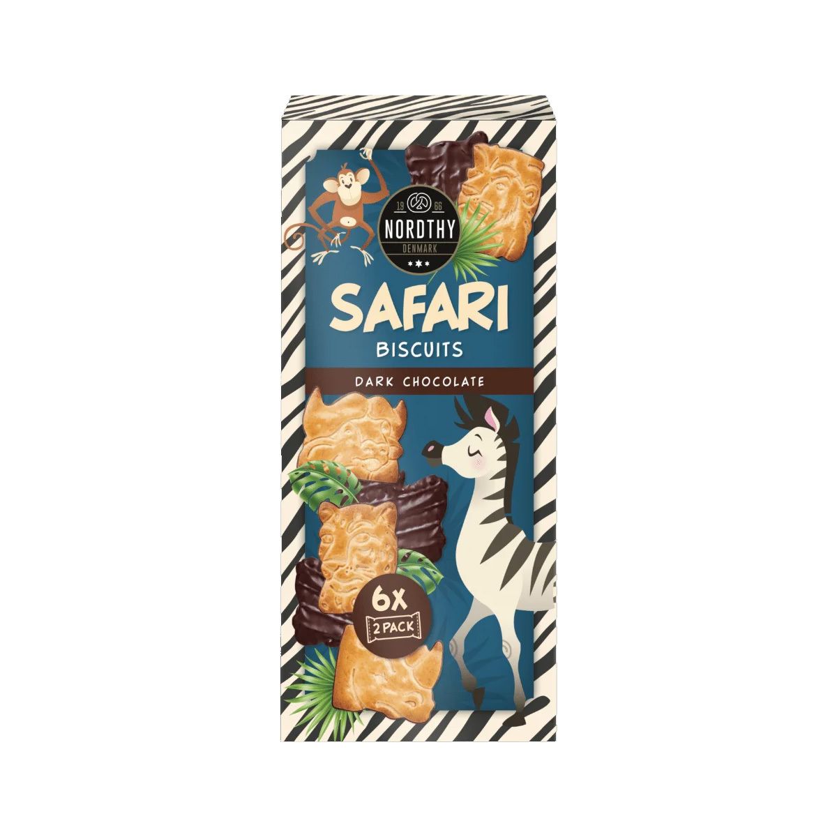 Nordthy Safari kiks m/mørk chokolade - 225 g - Med24.dk