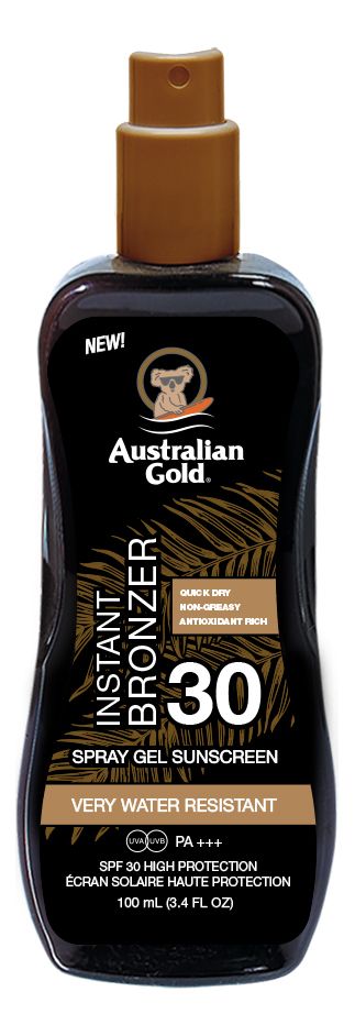 Australian Gold Instant Bronzer Sunscreen Spray Gel SPF30 | Med