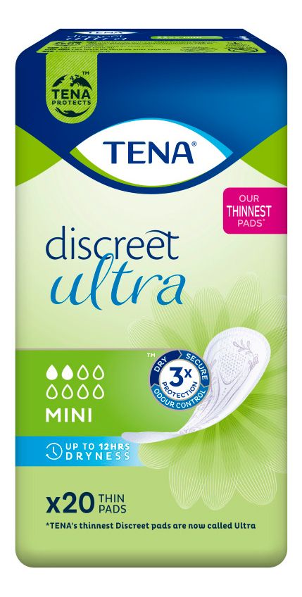 Køb TENA Discreet Ultra Mini Inkontinensbind - 20 stk. | Med24.dk