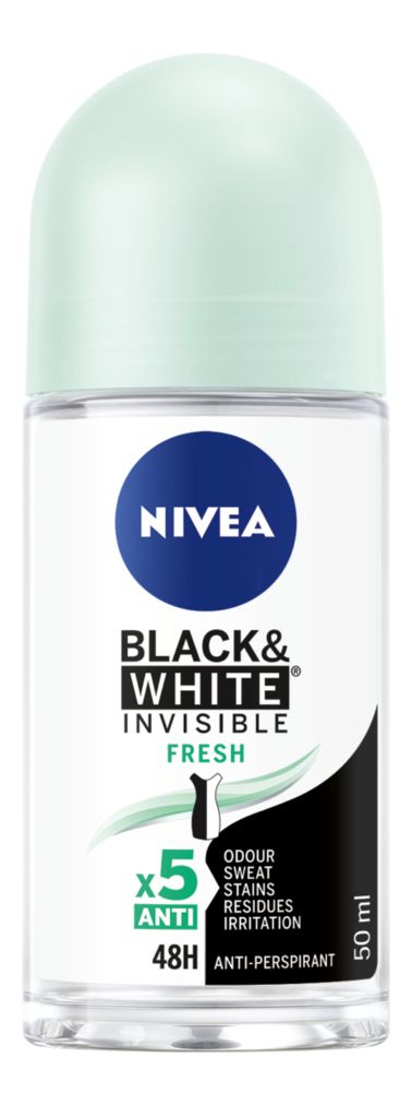 Køb Nivea Black & White Invisible Fresh Deo Roll On | Med24.dk