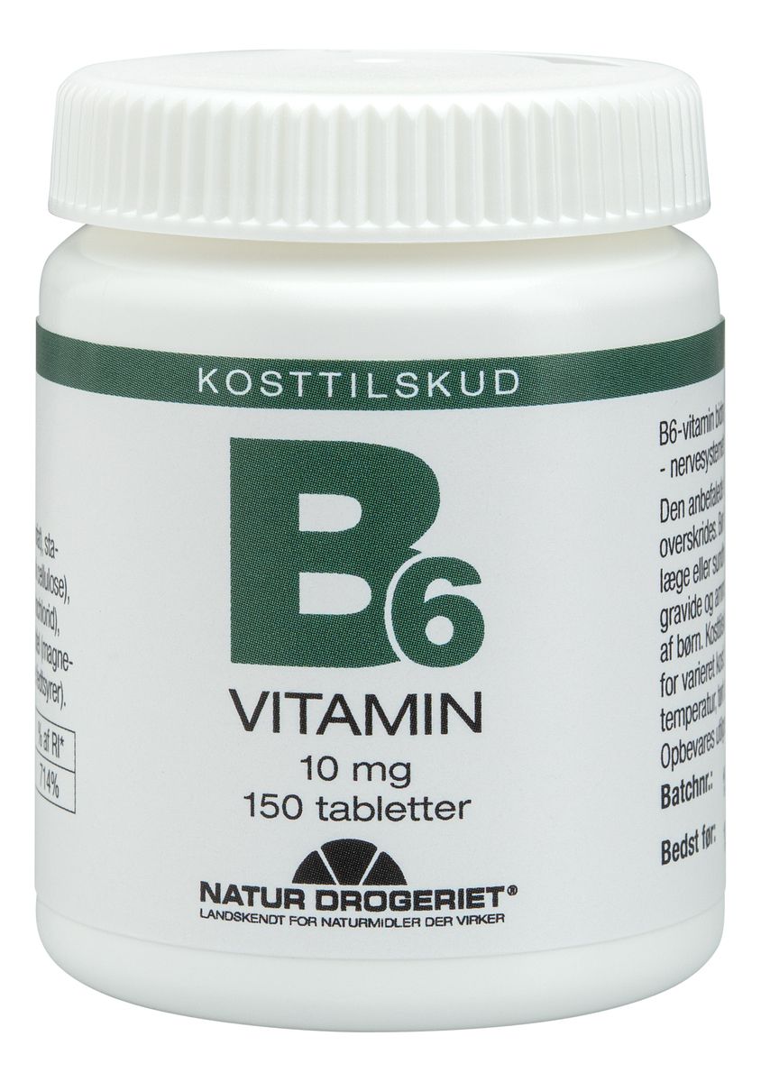Køb Natur-Drogeriet B6-vitamin 10 mg - 150 tabl. billigt hos Med24.dk