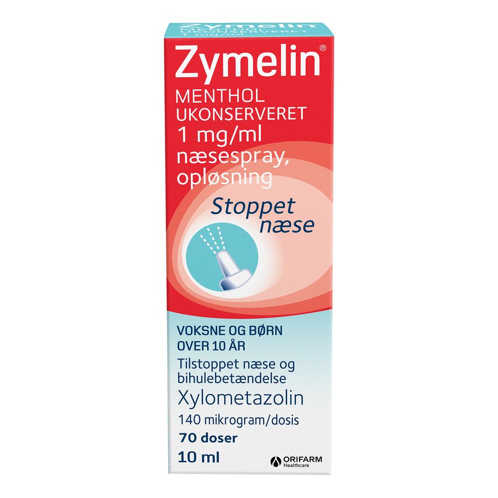 Køb Zymelin Menthol Ukonserveret Næsespray 1 mg/ml. - 10 ml.