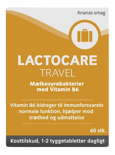 Køb Lactocare Travel m. B6 vitamin - 60 tyggetabletter hos Med24.dk