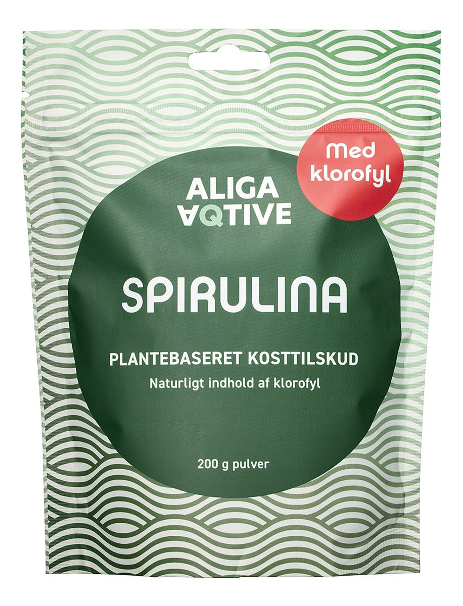 Køb Aliga Aqtive Spirulina pulver - 200 g - billigt hos Med24.dk