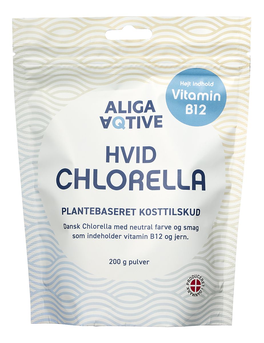 Køb Aliga Aqtive Hvid Chlorella pulver - 200 g - hos Med24.dk