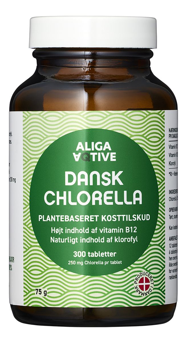 Køb Aliga Aqtive Dansk Chlorella - 300 tabl. - billigt hos Med24.dk