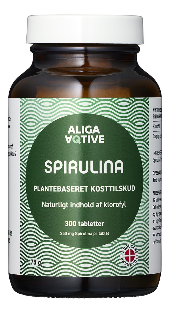 Køb Aliga Aqtive Spirulina - 300 tabl. - billigt hos Med24.dk