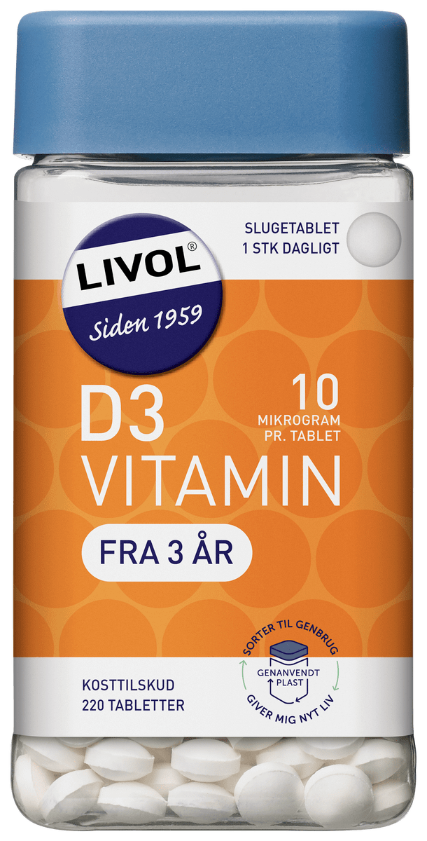 Køb Livol D3 10 µg - 220 tabl. billigt hos Med24.dk