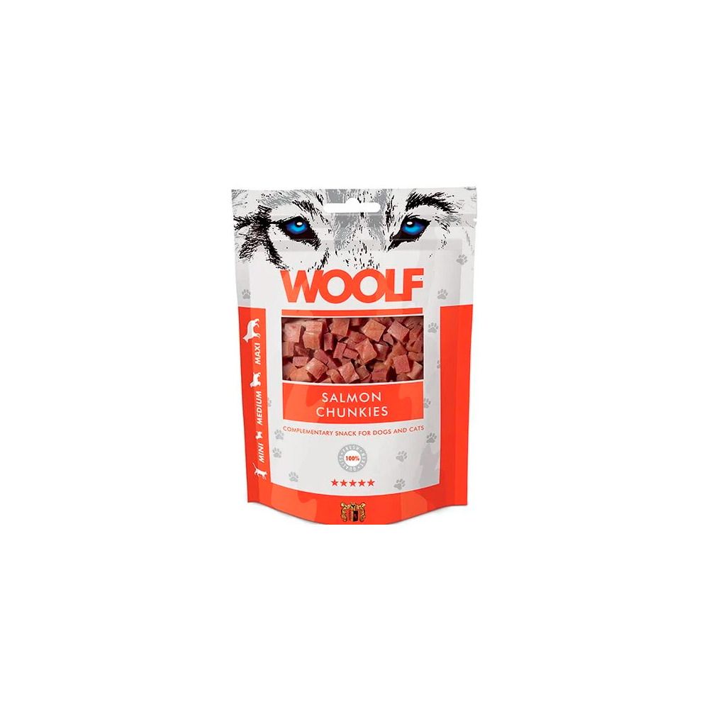 Køb Woolf Salmon Chunkies - 100 g. billigt hos Med24.dk