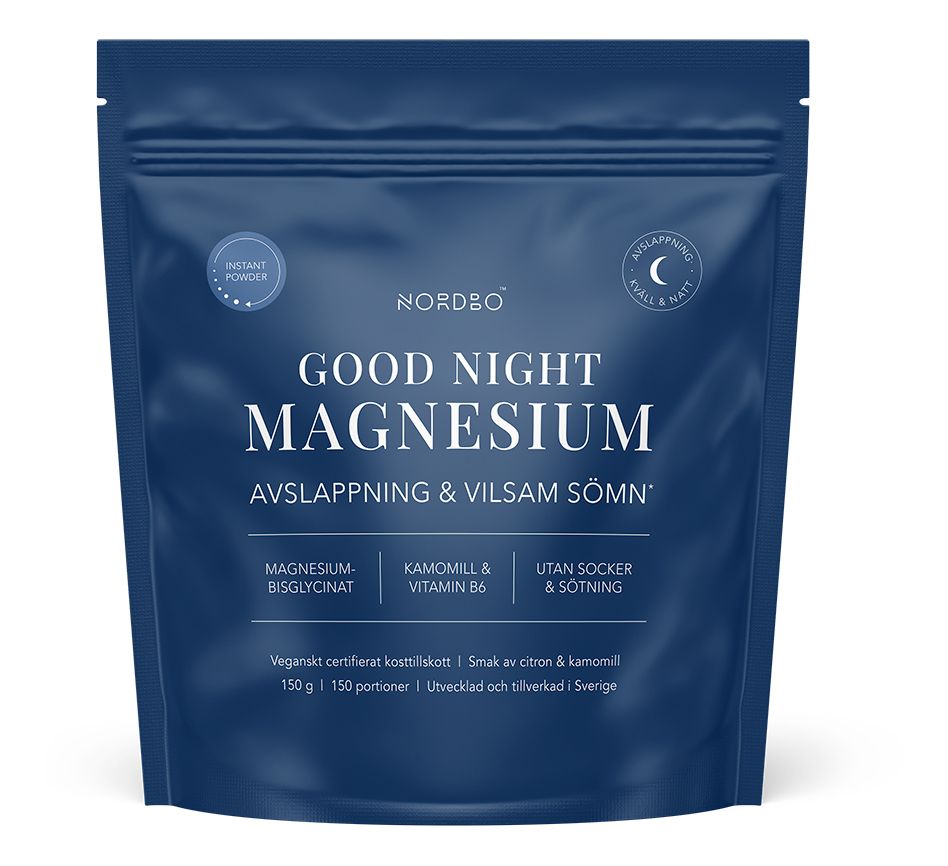 Køb NORDBO Good Night Magnesium - 150 g - hos Med24.dk