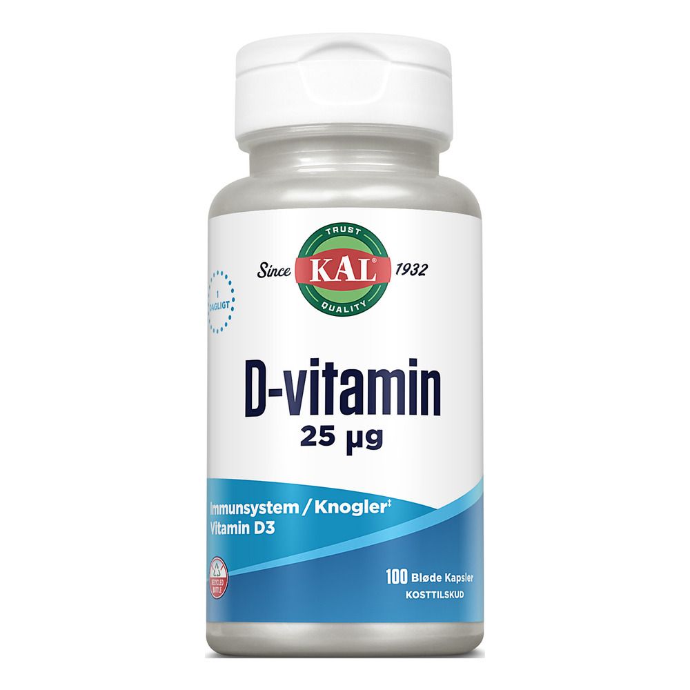 Køb KAL D-vitamin 25 µg - 100 kaps. billigt hos Med24.dk