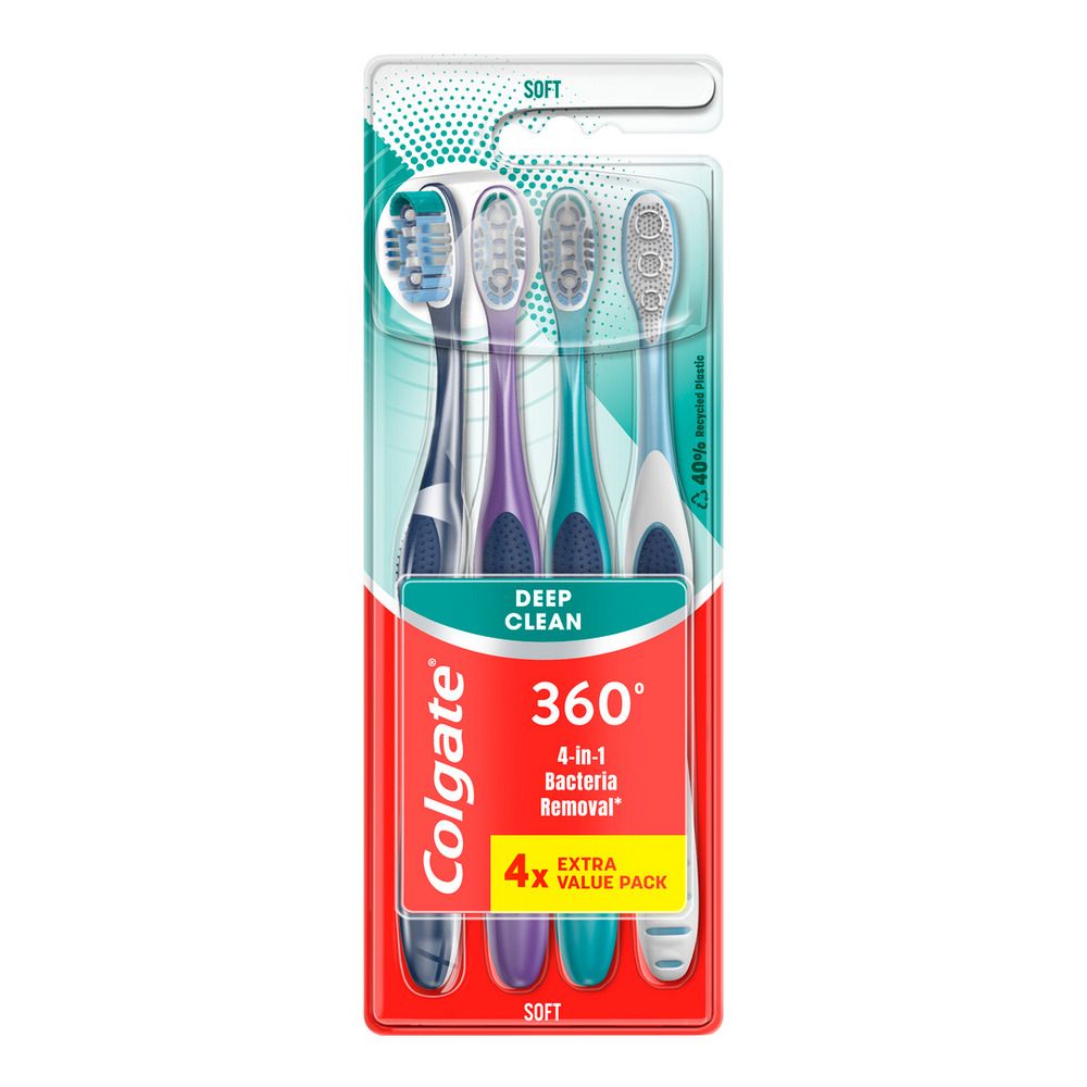 Køb Colgate 360 Deep Clean Tandbørste soft - 4 stk. hos Med24.dk
