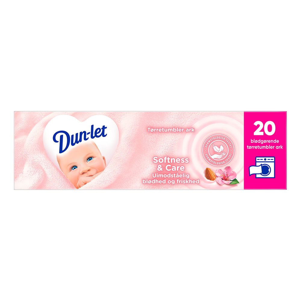 Køb Dun-let Dryer sheets Softness & Care - 20 stk. hos Med24.dk