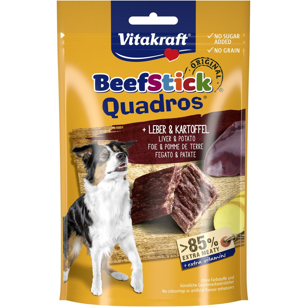 Køb Vitakraft Beef-Stick Quadros med lever og kartoffel hos Med24.dk
